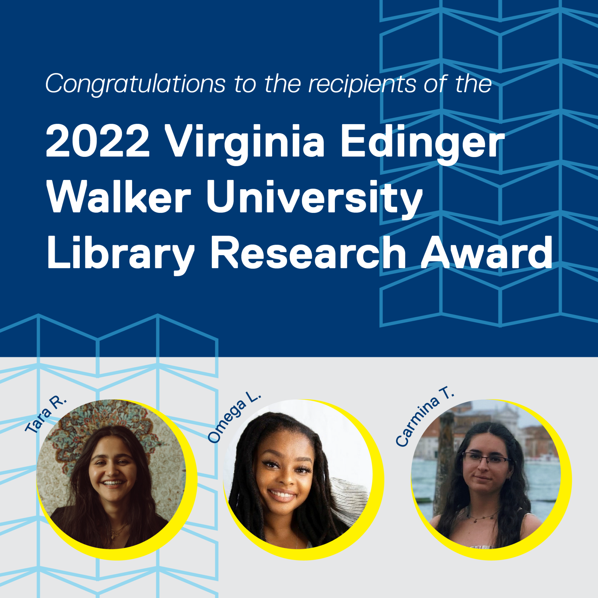 Three undergraduates receive the 2022 Virginia Edinger Walker ...
